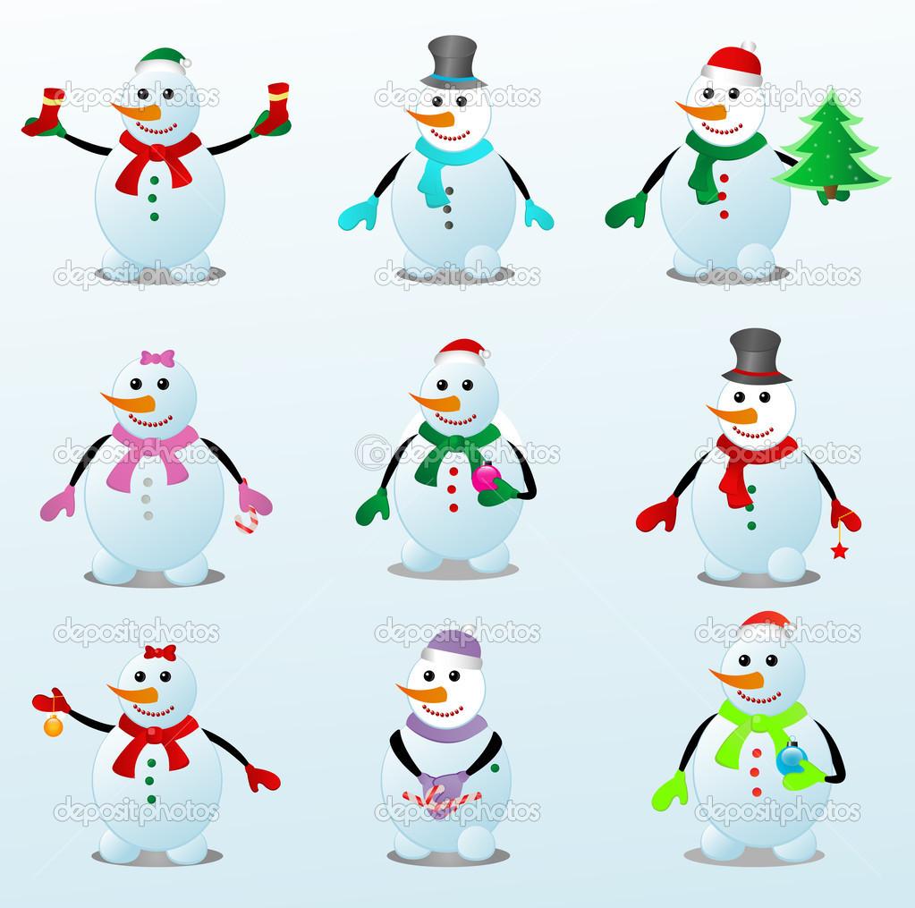 Colorful snowmen Stock Vector by ©Daudau992 36463657