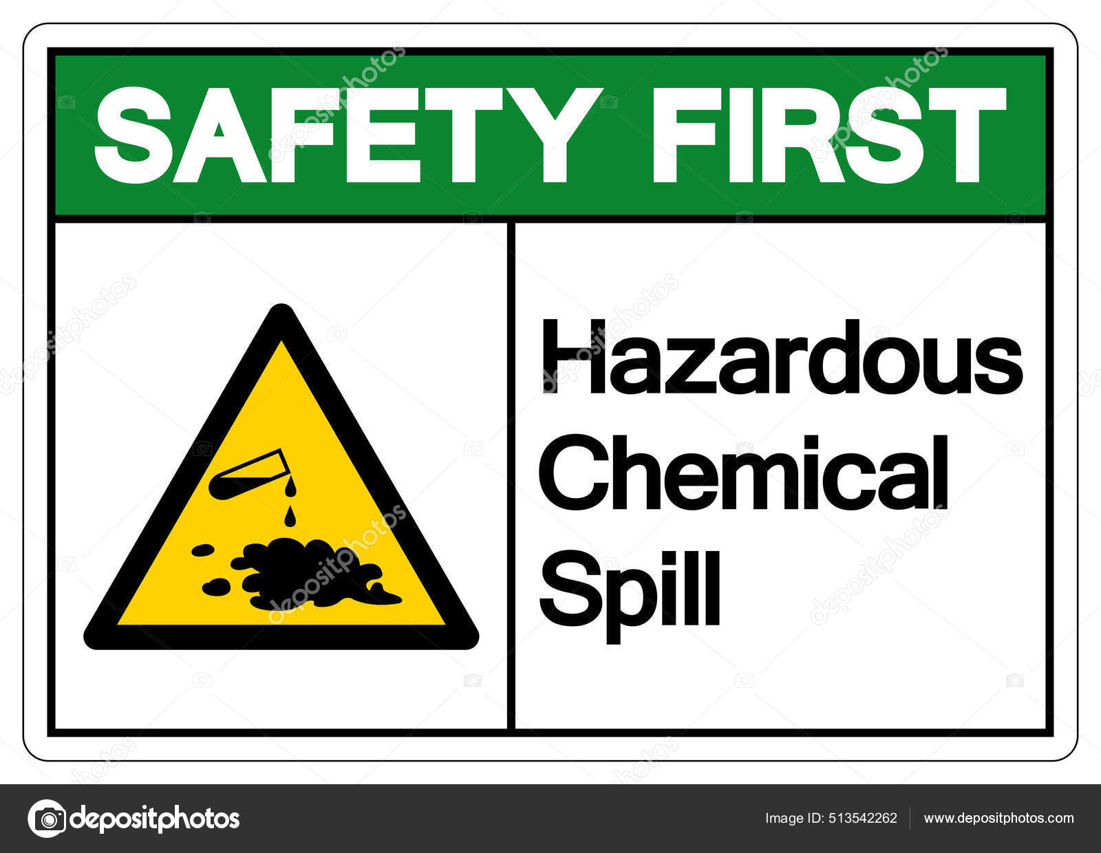 Safety First Hazardous Chemical Spill Symbol Sign Vector Illustration ...
