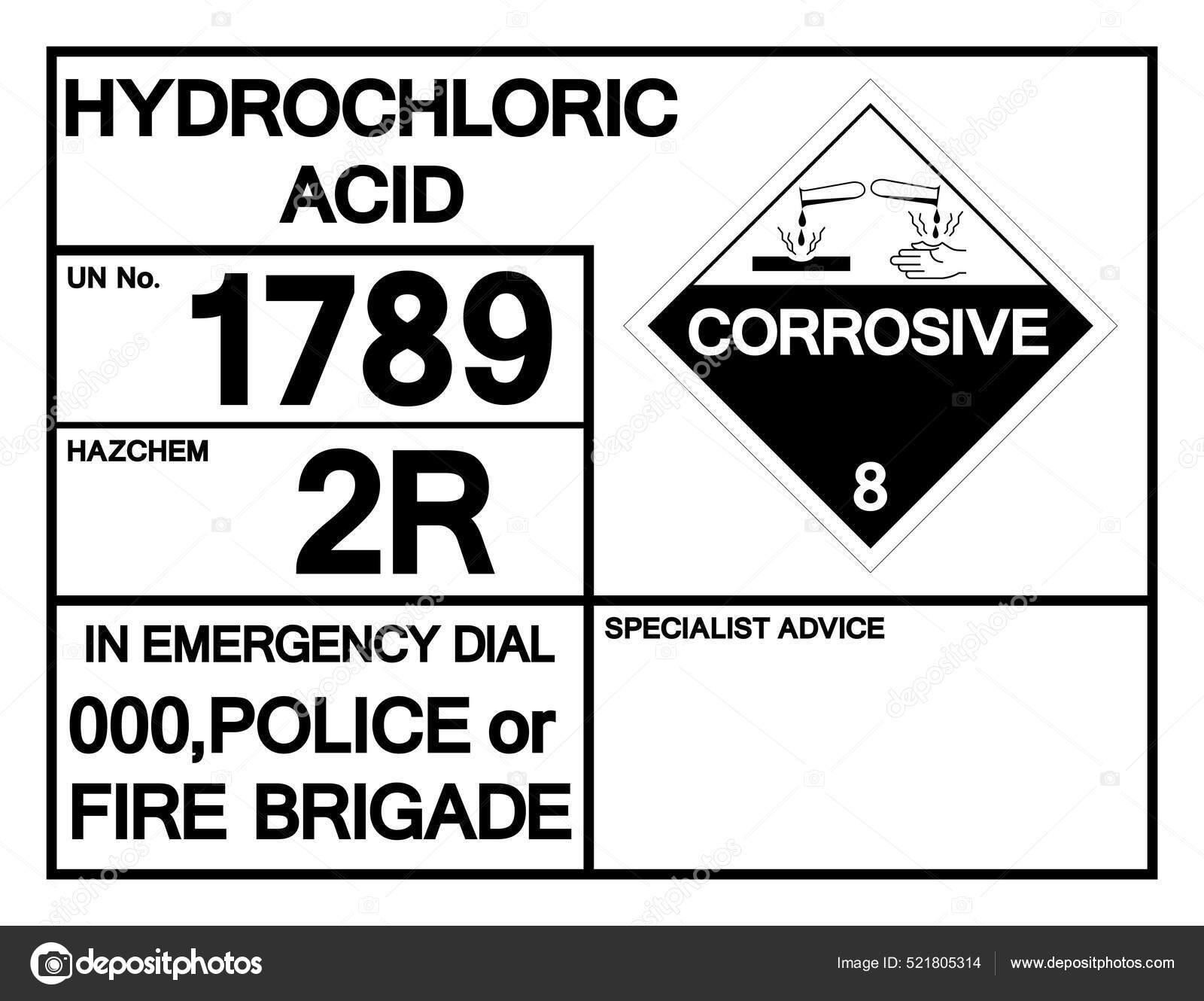 Hydrochloric Acid Un1789 Symbol Sign Vector Illustration Isolate White ...