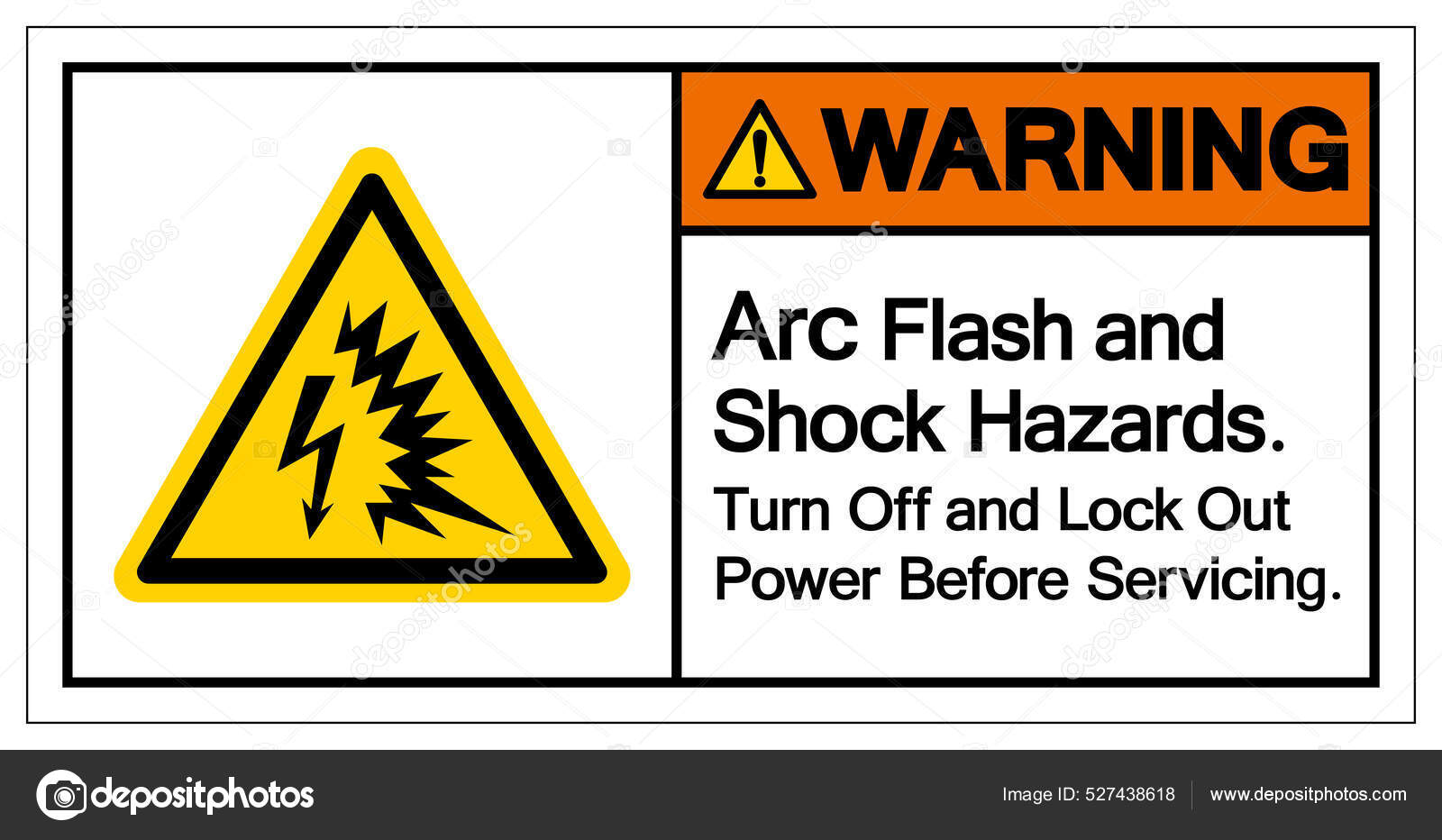 Peringatan Arc Flash Dan Shock Hazard Matikan Dan Kunci Daya Vektor ...