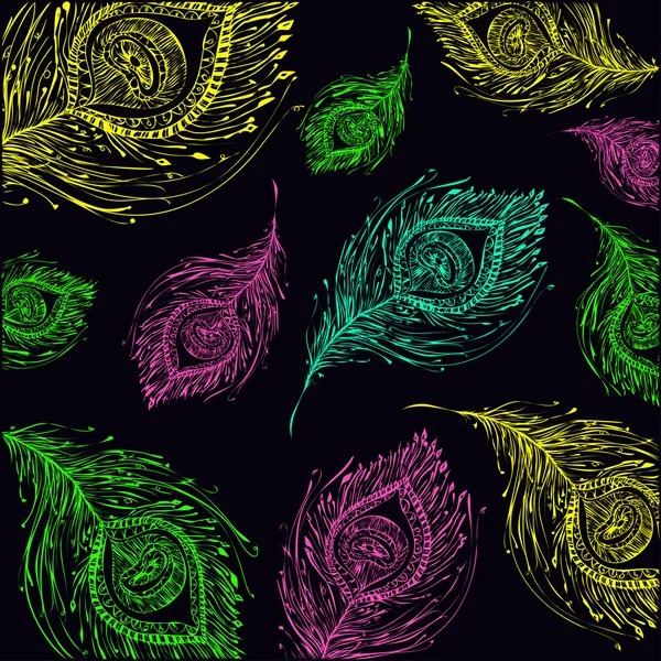 Seamless Peacock Feather Pattern Background Stock Vector Image By