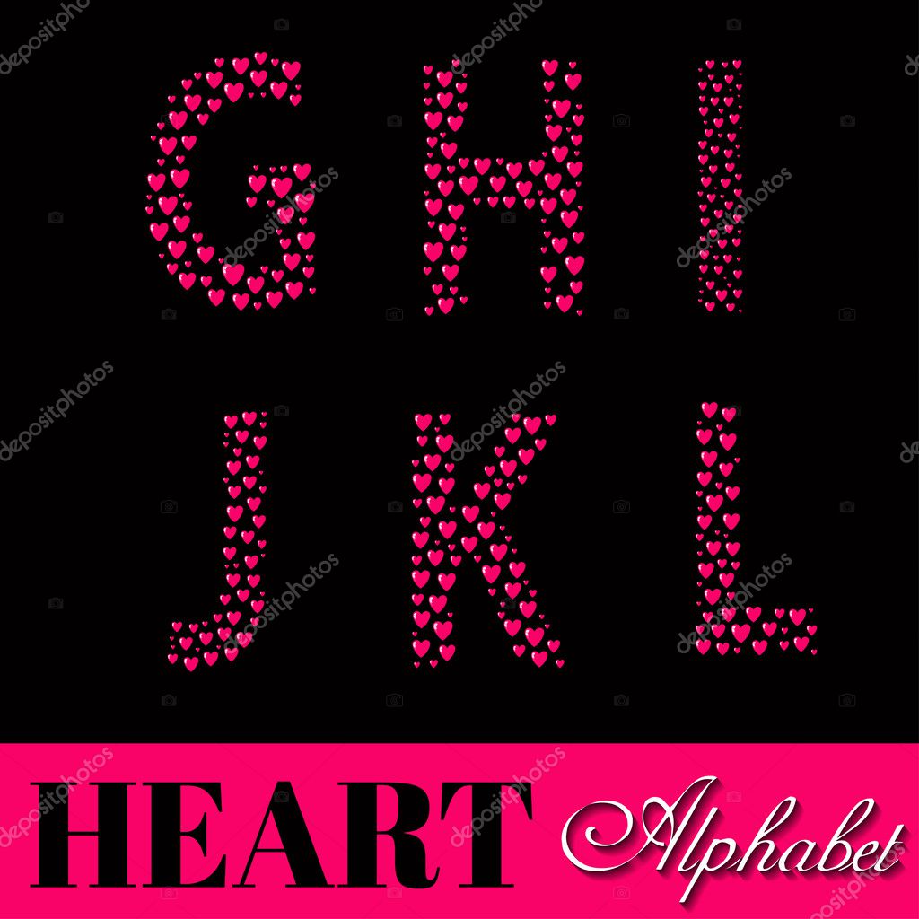 Alfabeto de corazones rosas vector ilustración Vector de stock por ...