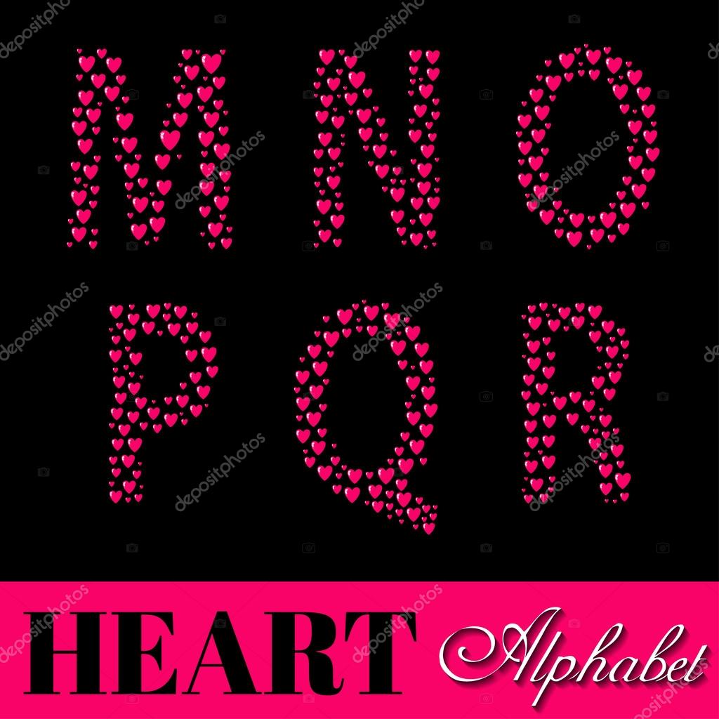 Alphabet of pink hearts vector illustration Stock Vector Image by ...