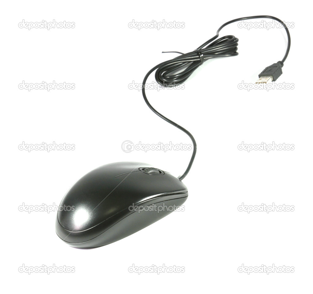 Black computer mouse with cable on white background. Stock Photo by ...