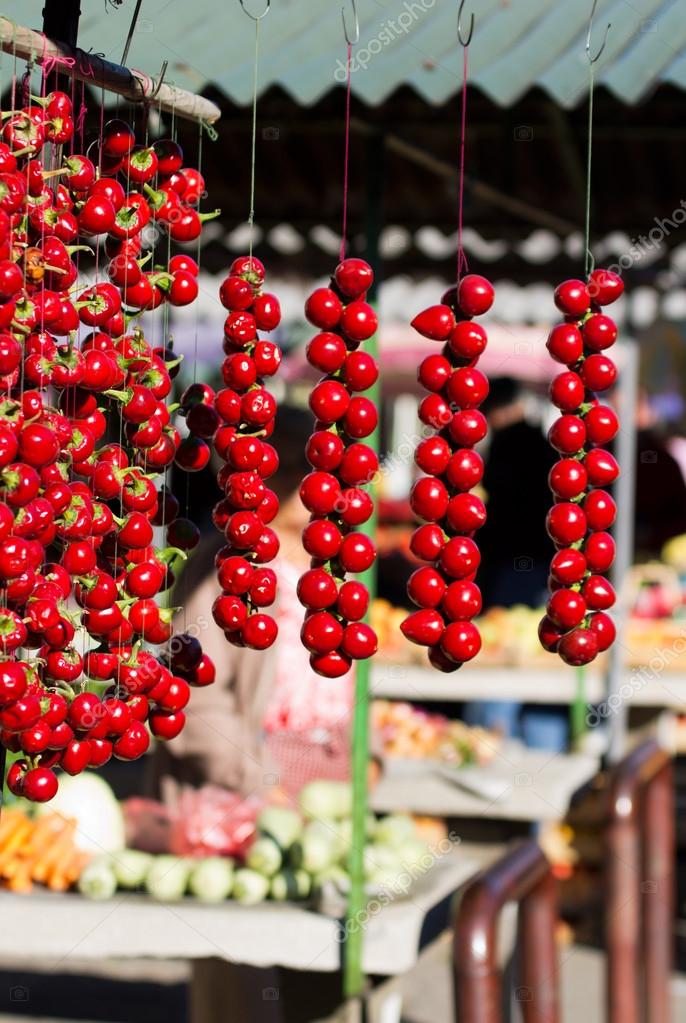 Hanging peppers Stock Photo by ©budabar 30922861