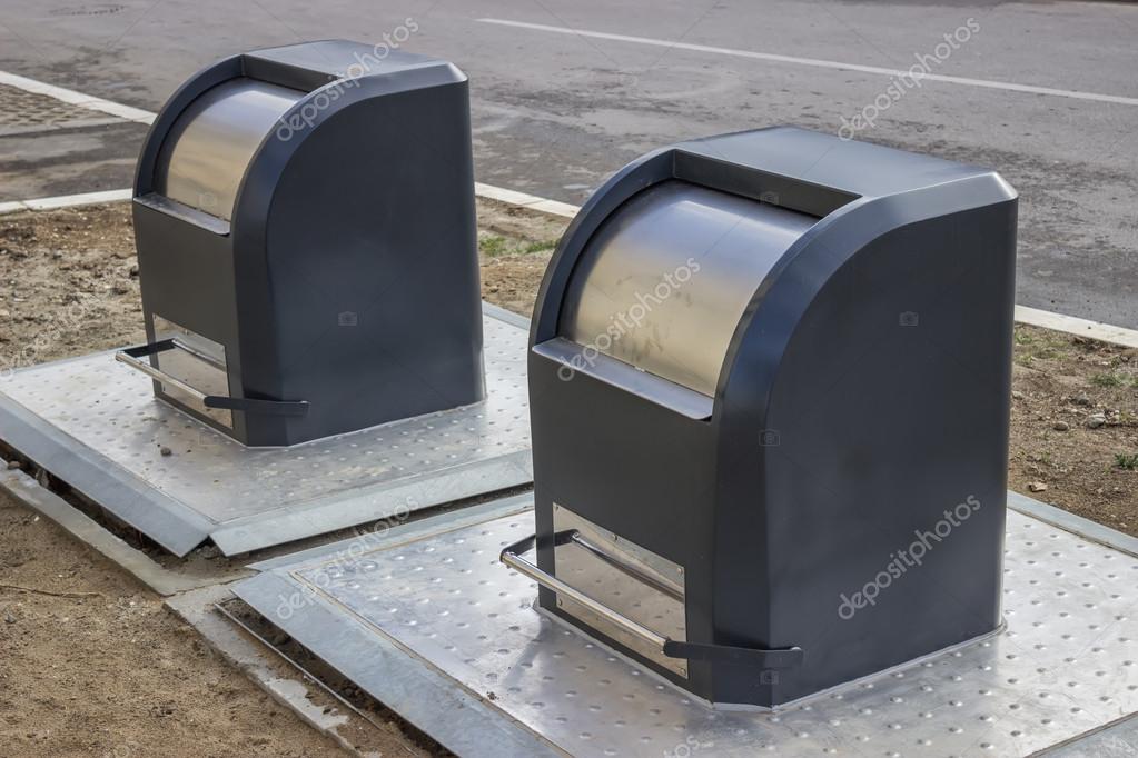 Just installed underground garbage containers — Stock Photo ...