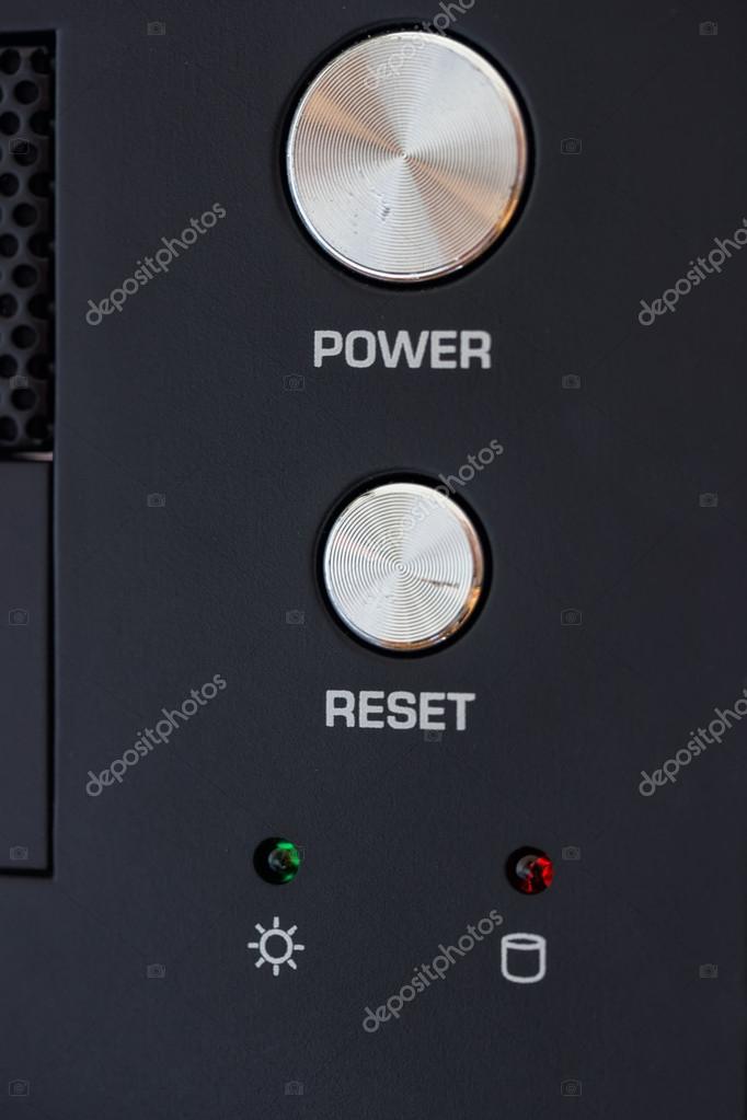 Power and reset button on desktop pc panel Stock Photo by ©kataklinger ...
