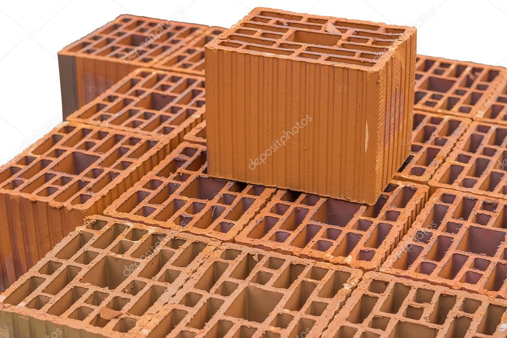 Stacked orange hollow clay block for building construction 2 Stock ...