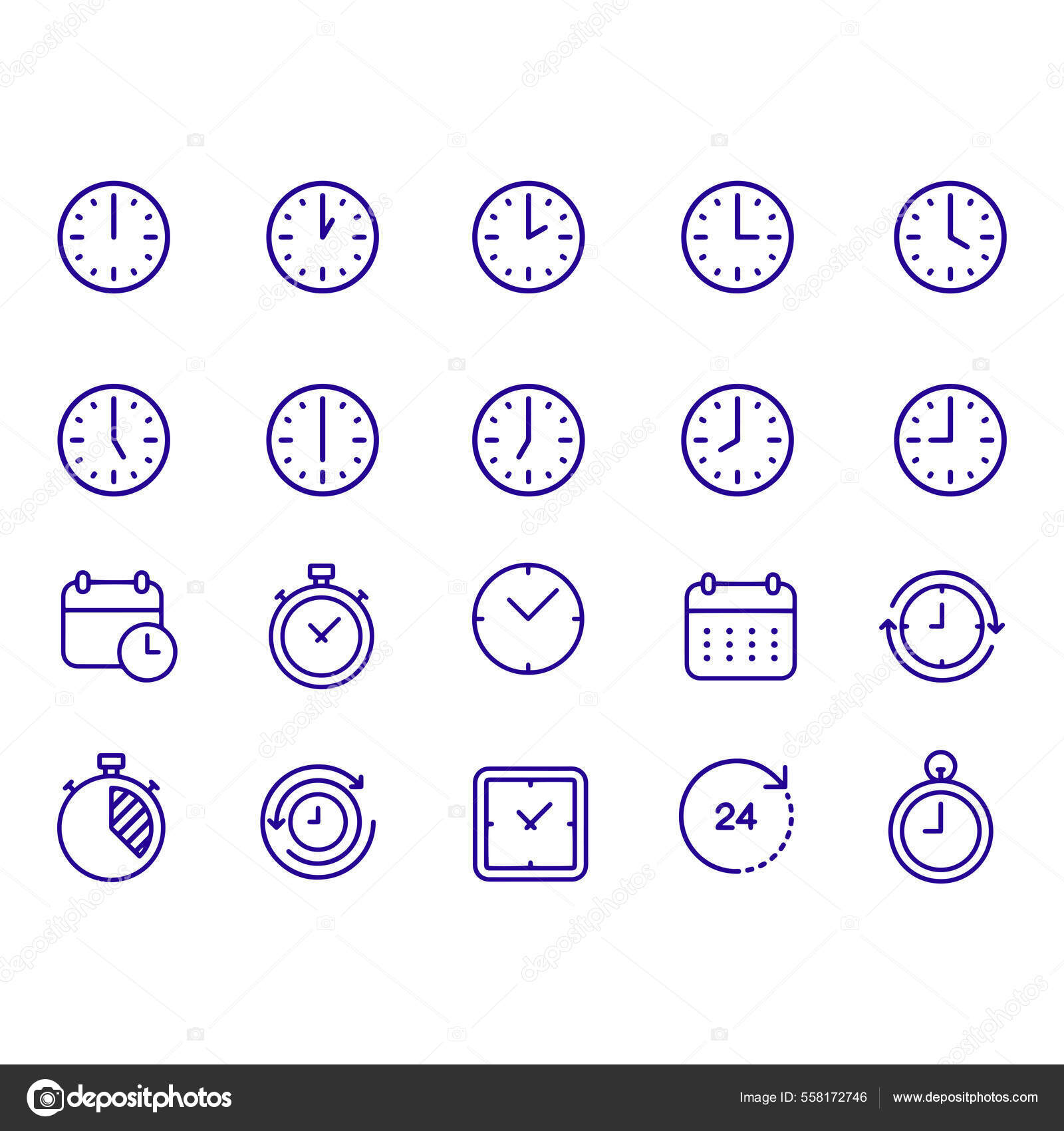 Time Clock Line Icons Vector Design Stock Vector By ©medtazi2000 558172746