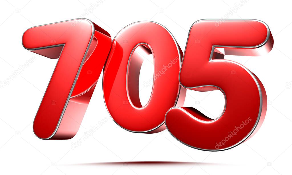 N meros rojos redondeados 705 sobre fondo blanco Ilustraci n 3D con ruta de recorte 2024