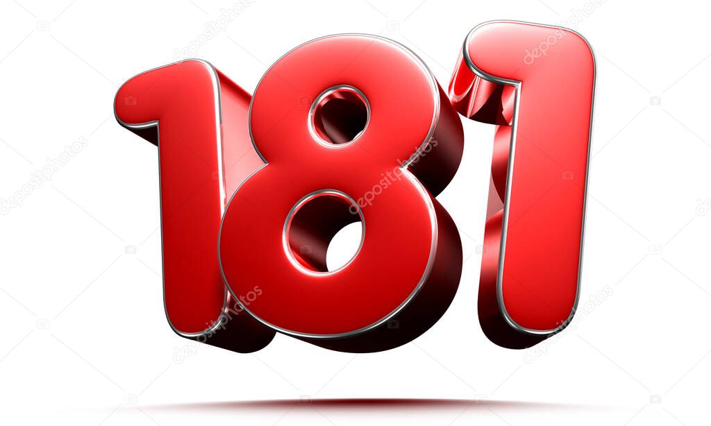 Redondeado número rojo 181 La ilustración 3D sobre fondo blanco tiene ...