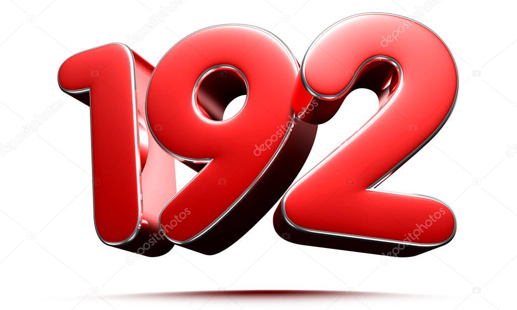 Redondeado rojo n mero 192 Ilustraci n 3D sobre fondo blanco tienen ...