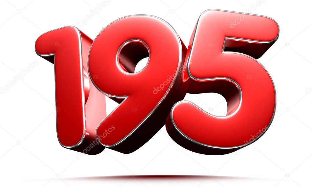 Redondeado rojo número 195 Ilustración 3D sobre fondo blanco tienen ...