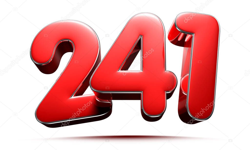Redondeado rojo número 241 ilustración 3D sobre fondo blanco tienen ...