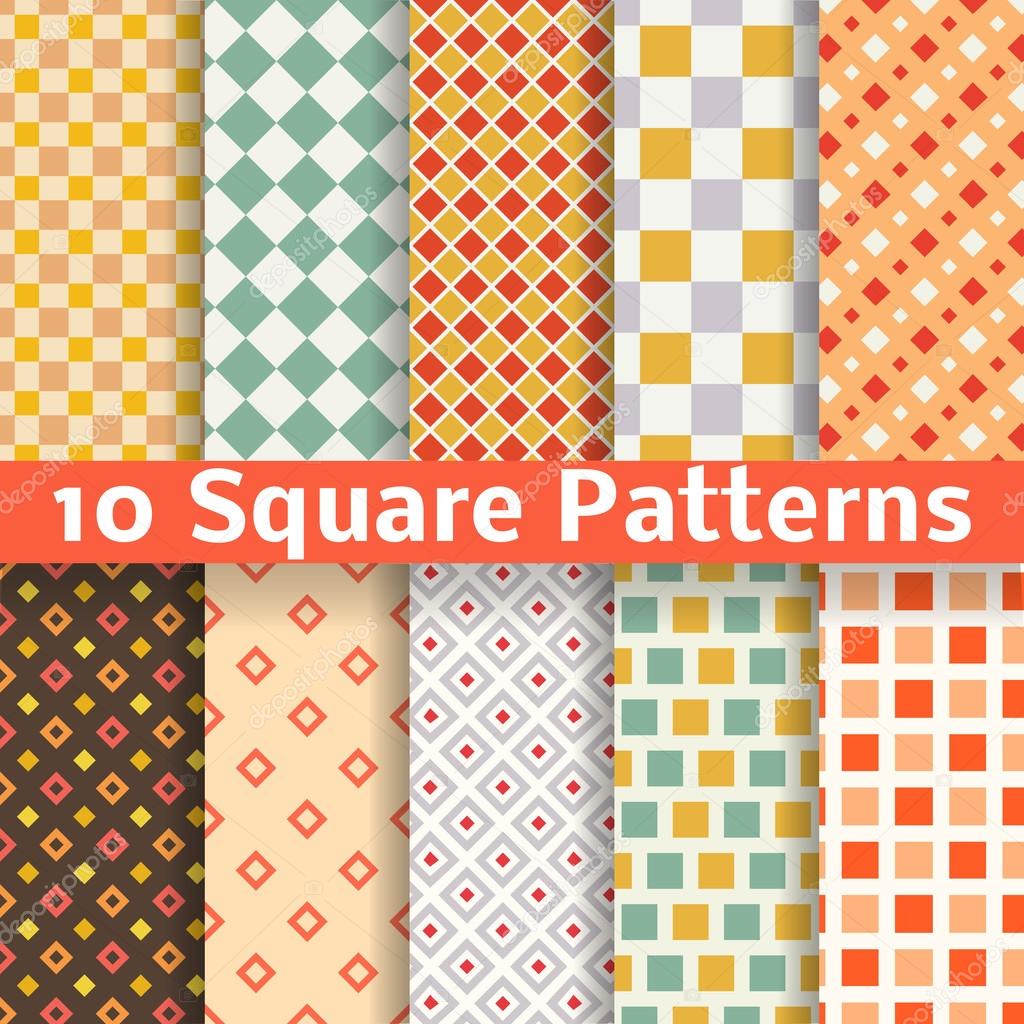 Different square vector seamless patterns (tiling). — Stock Vector ...