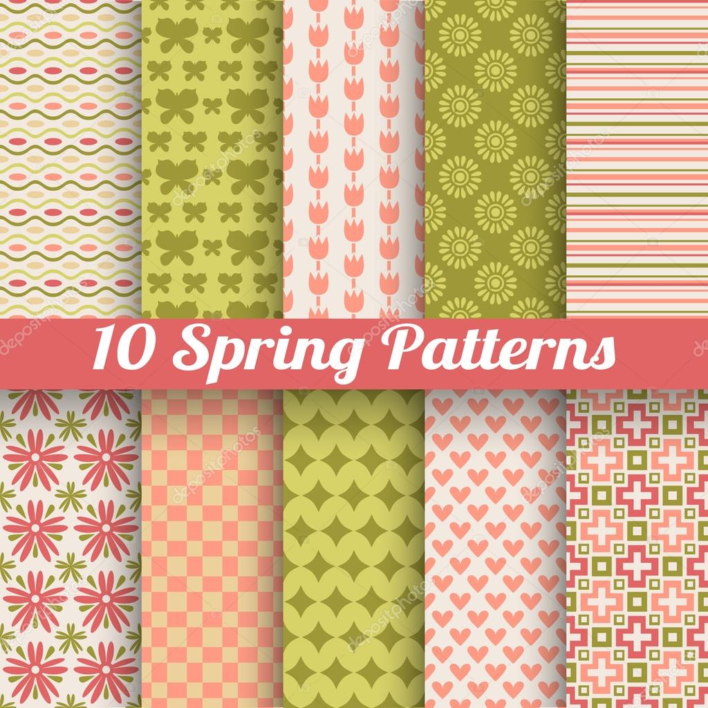 Different spring vector patterns. Romantic chic texture Stock Vector ...