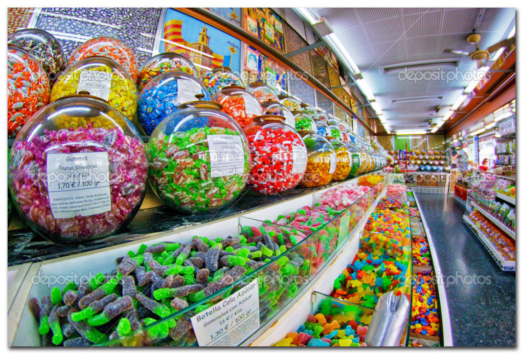 caramelo colorido en la tienda de dulces en valencia — Foto de stock ...