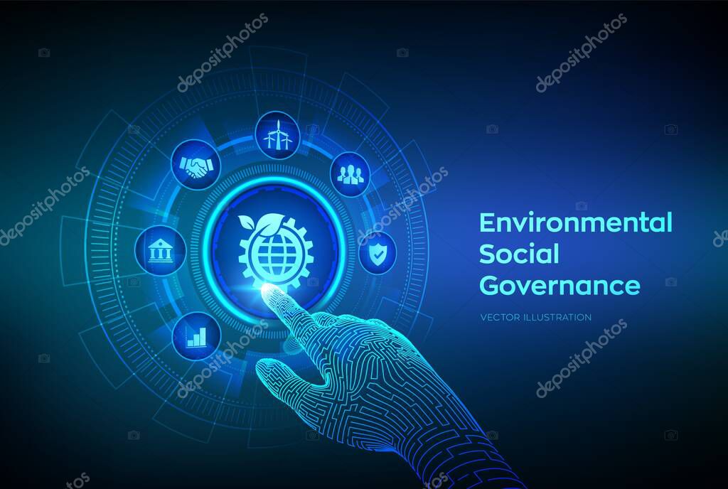 ESG. Concepto de gobernanza social ambiental en pantalla virtual ...