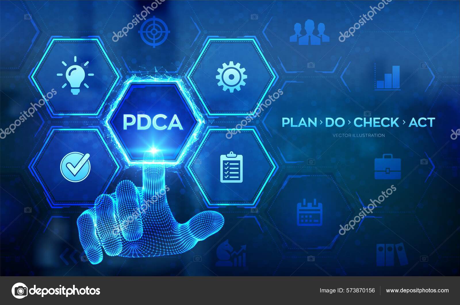 Pdca Plan Check Act Conceito Tecnologia Gerenciamento Negócios Tela ...