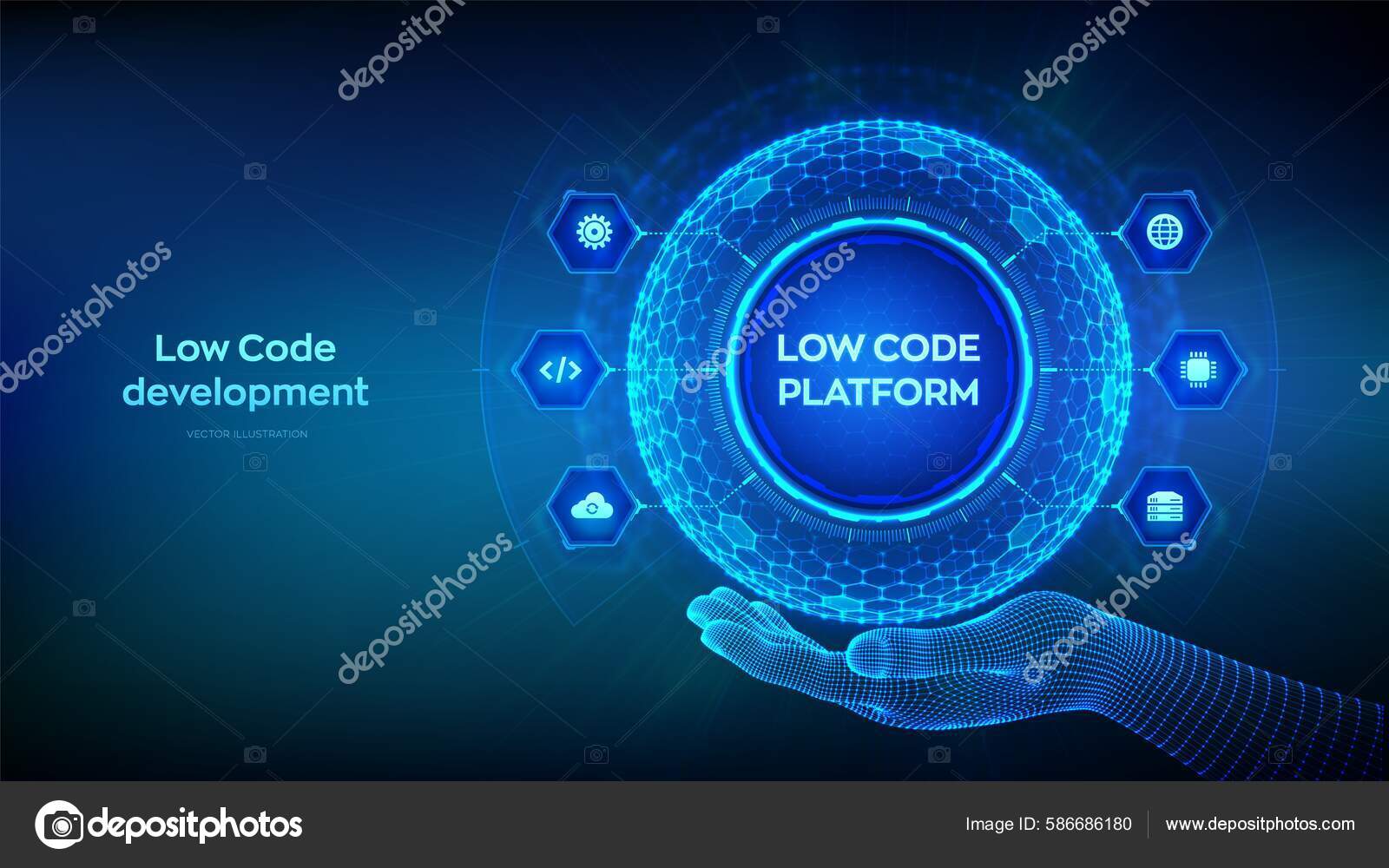 Low Code Platform Low Code Development Technology Concept Lcdp Easy Stock Vector Image By