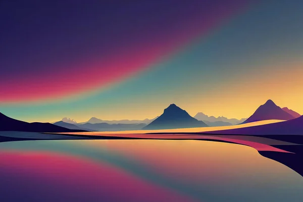 Illustrative drawing of a surreal color landscape. Ideal figure for ...