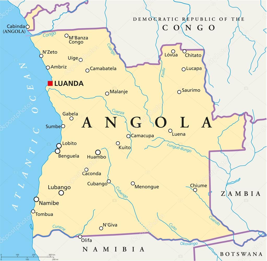 Mapa político de Angola — Vetor de Stock © Furian #50903297
