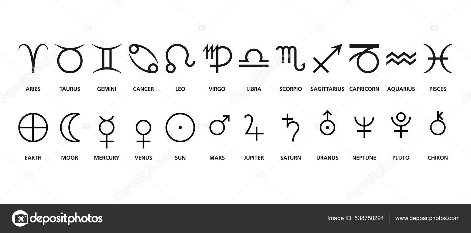 Símbolos Signos Astrológicos Planetas Los Símbolos Utilizados Con ...