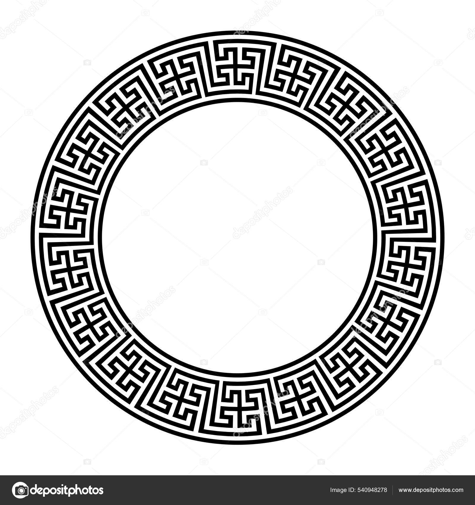 Circle Frame Seamless Cross Meander Pattern Decorative Border Made ...