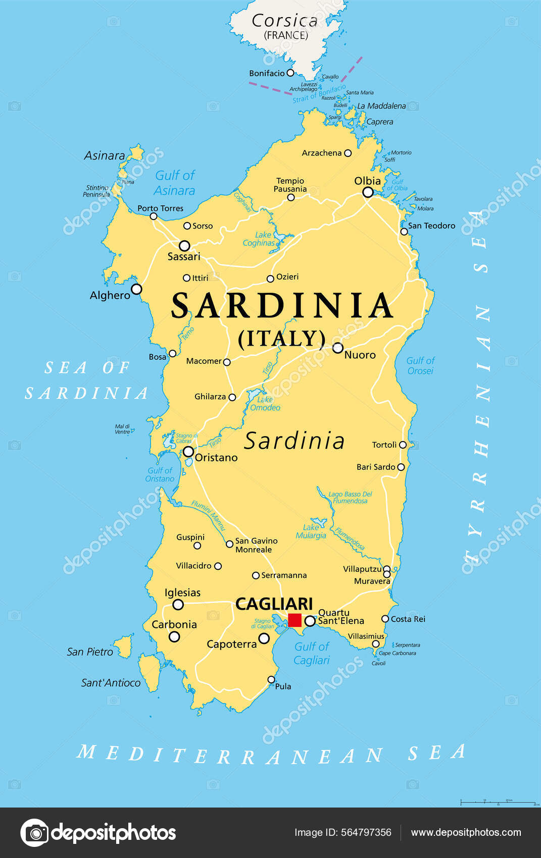 Kaart Van Sardinia 355 Sardinia Map Stock Photos, High Res Pictures,