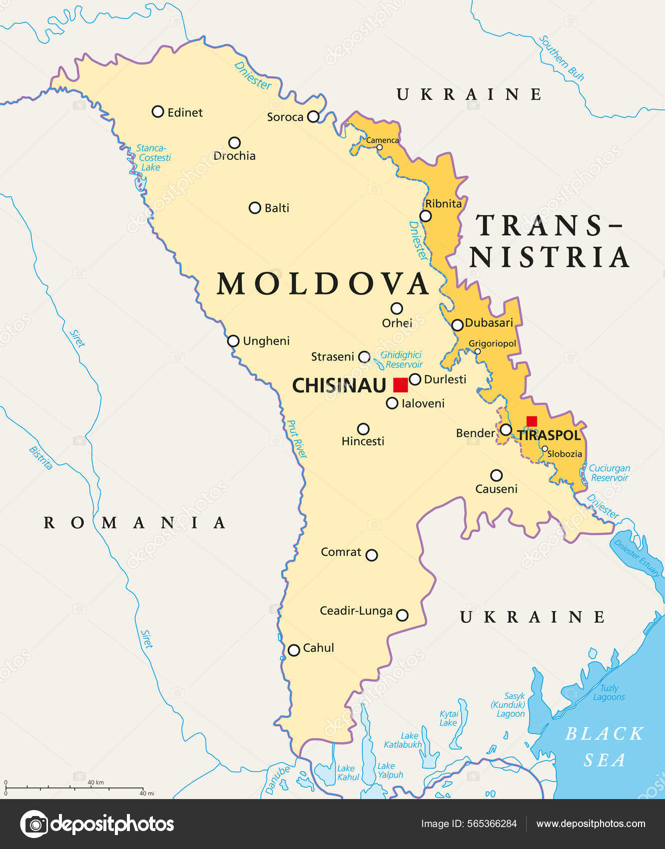 Moldávia Transnístria Mapa Político República Moldávia Com Capital ...