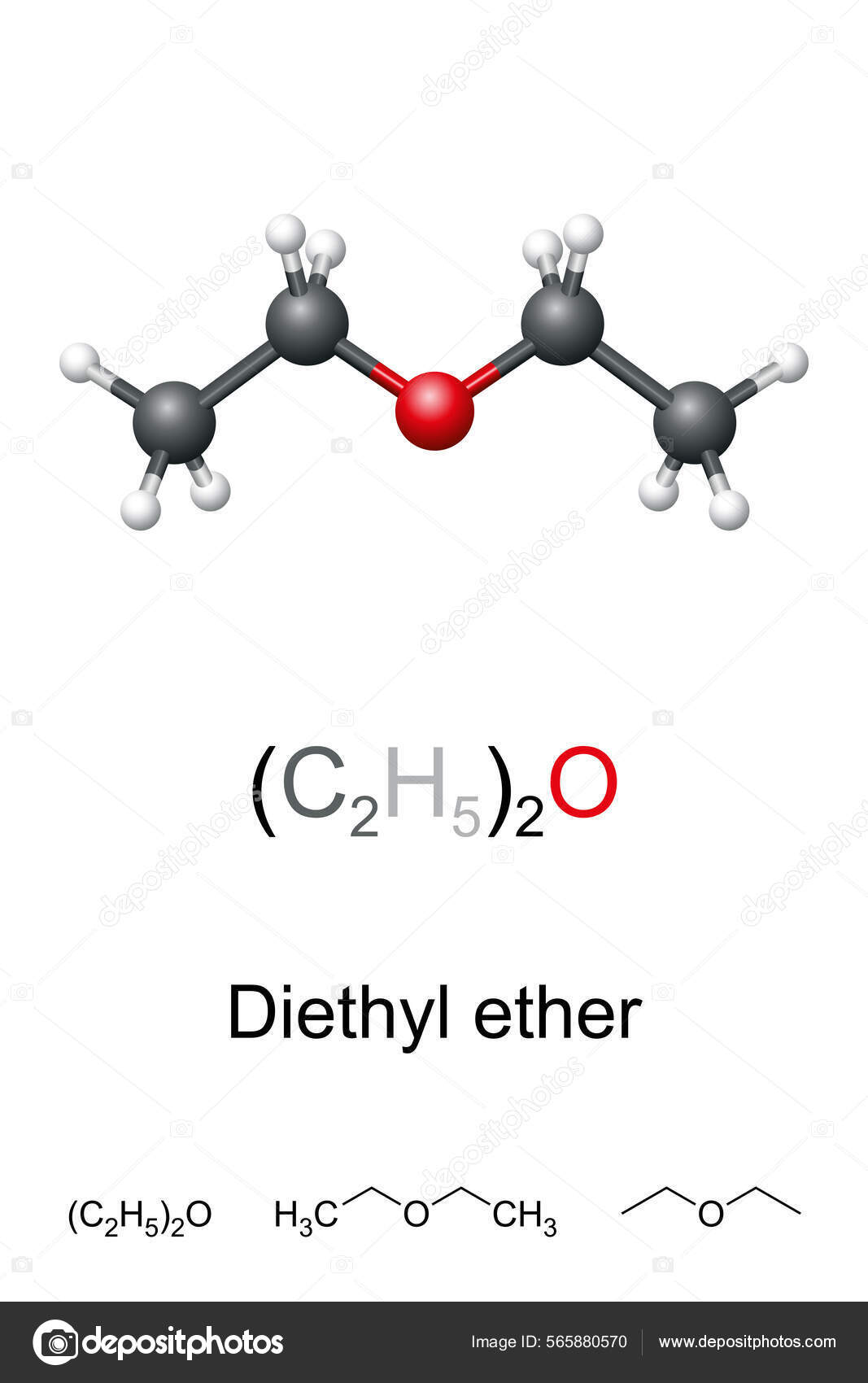 Formula And Model Of Diethyl Ether Molecule Vector Image, 45% OFF