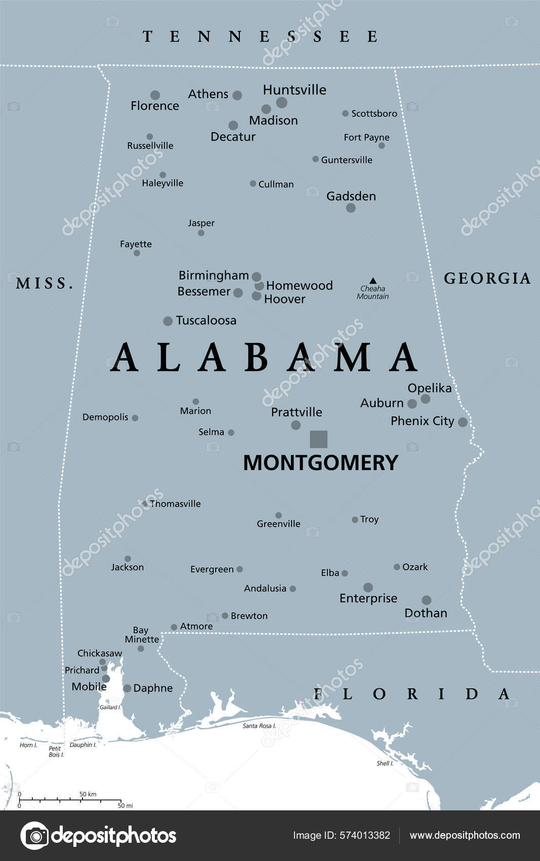 Mapa Del Norte De Alabama Con Ciudades