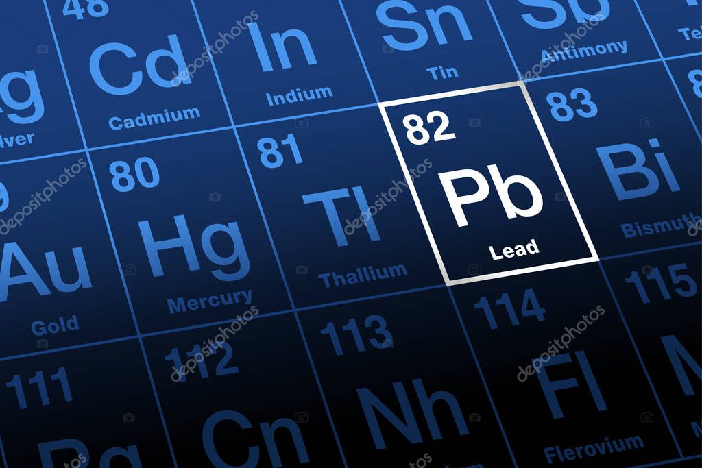 Liderar en tabla periódica. Elemento químico con símbolo Pb para ...