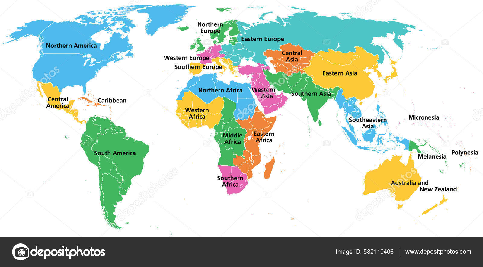 Statistical Subregions World Geoscheme Political Map System Divides All ...
