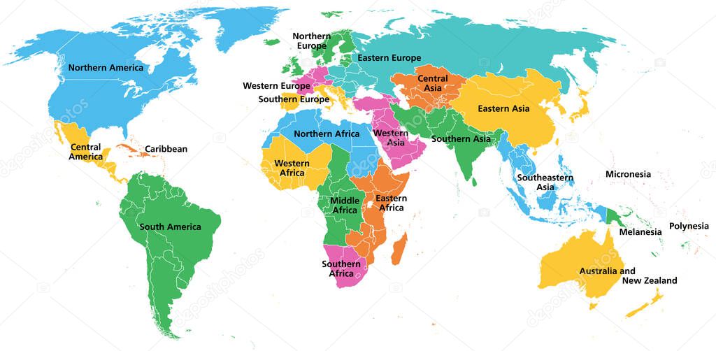Subregiones Estadísticas Del Mundo Geoscheme Mapa Político Sistema Que ...