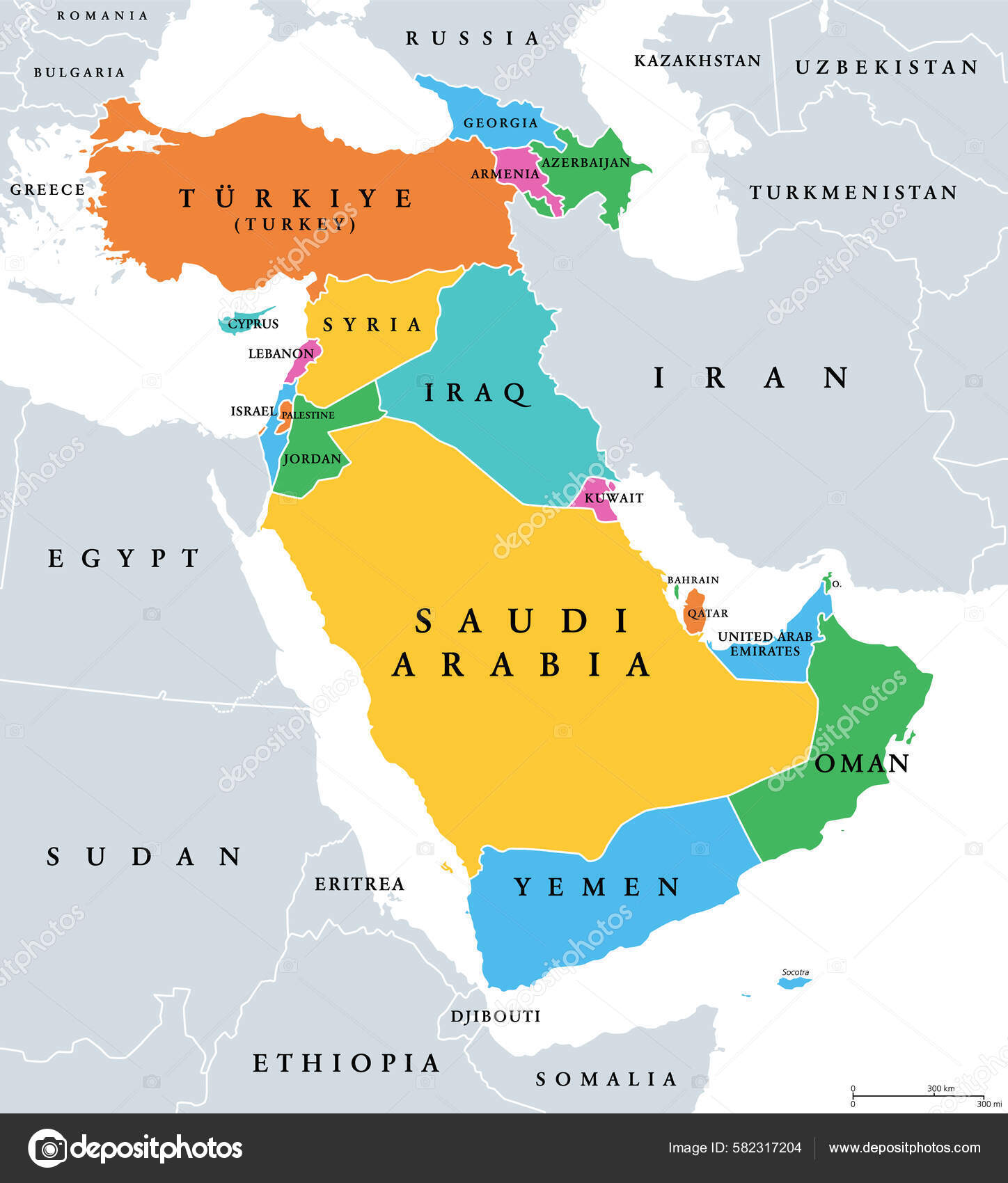 Western Asia Geoscheme Political Map Subregion Asia Used Statistical ...