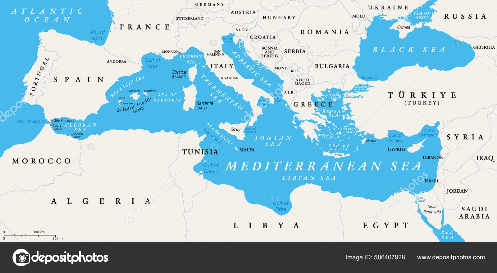 Mediterranean Sea World Map Map Mediterranean Sea Stock Illustrations