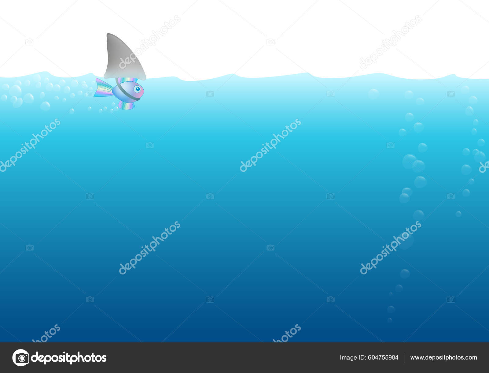 Small Fish Fake Shark Fin Costume Swimming Alone Anxious Deep Stock ...