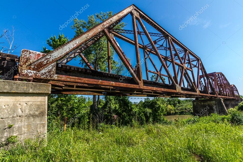 An Interesting View of an Old Iconic Iron Truss Railroad Bridge Over ...