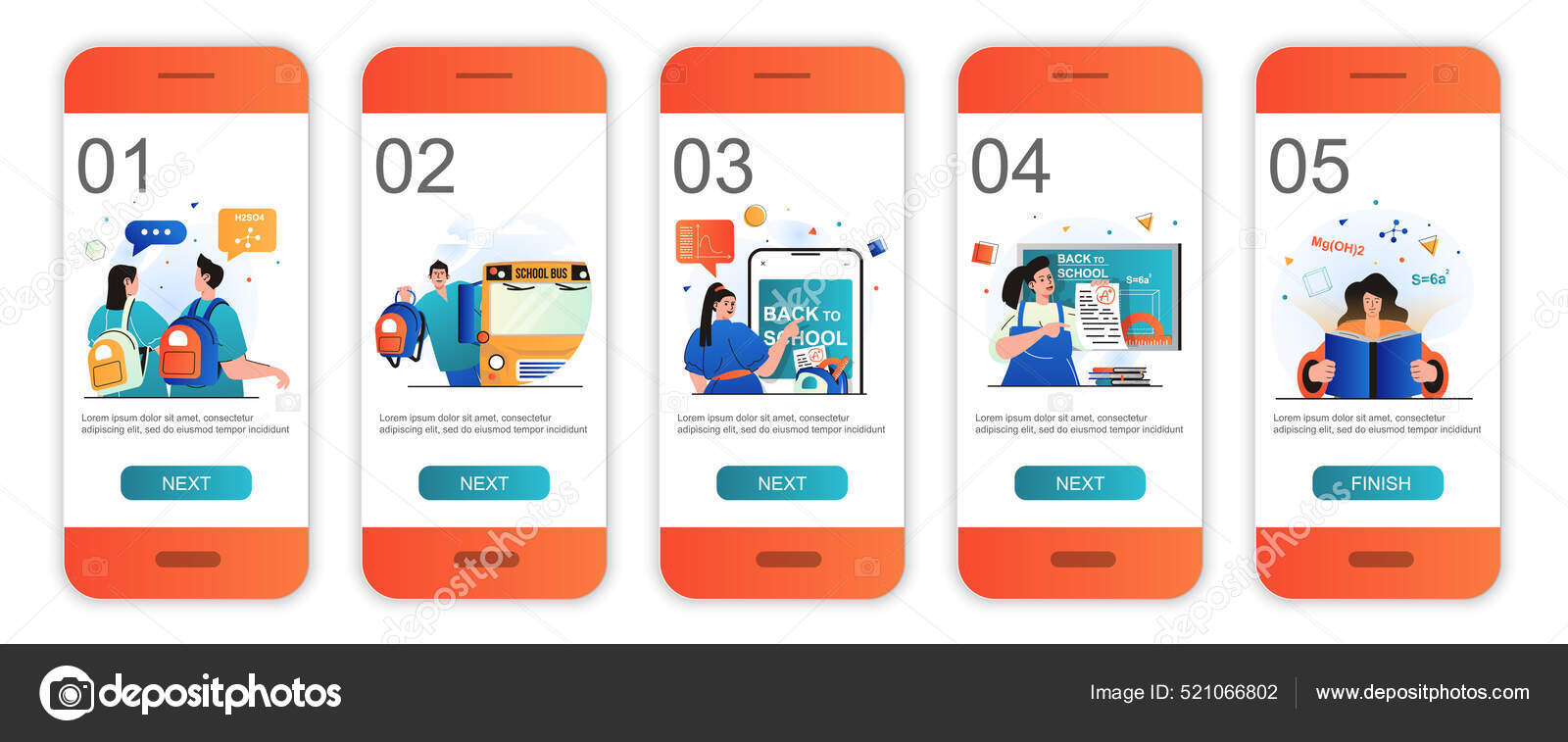 School education concept onboarding screens for mobile app templates ... School education concept onboarding screens for mobile app templates ...