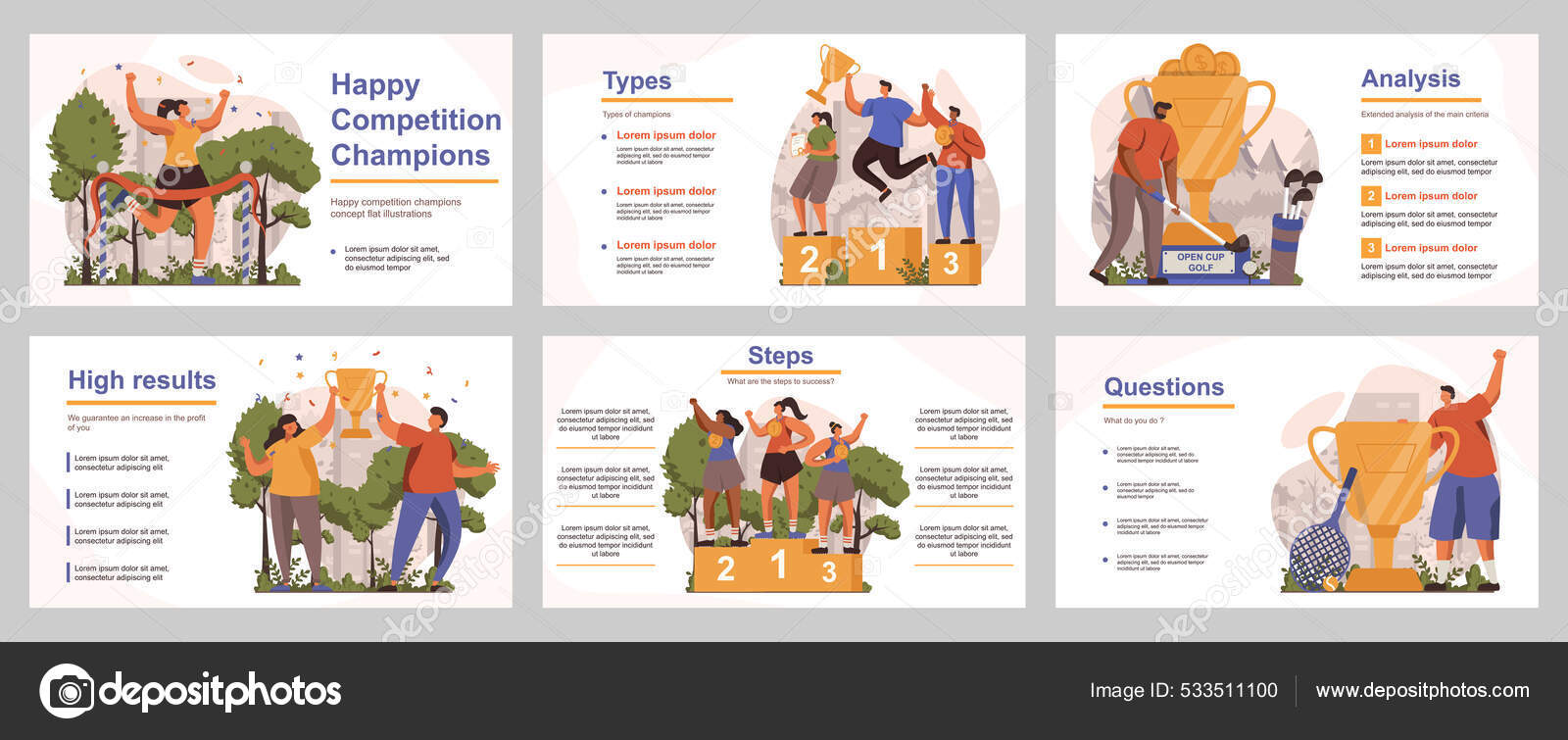 Happy competition champions concept for presentation slide template ...