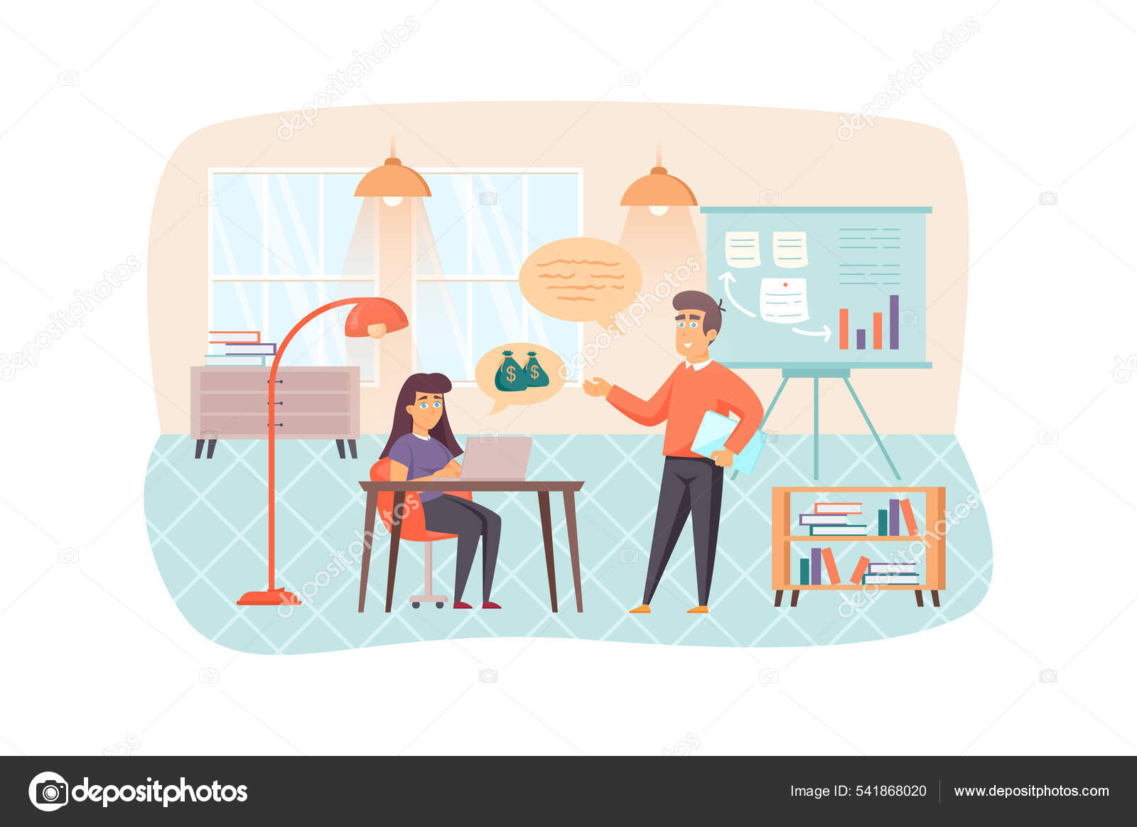 Colleagues at business training scene. Employees learn to improve ...