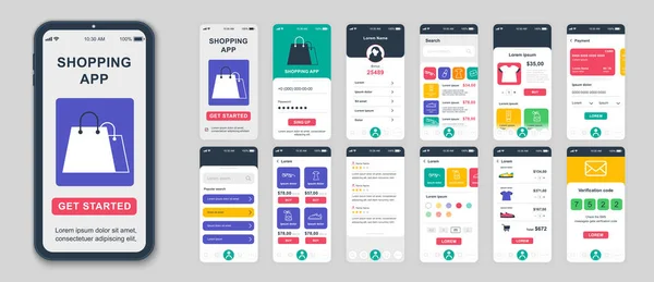 Set of UI, UX, GUI screens Social Network app flat design template for ...
