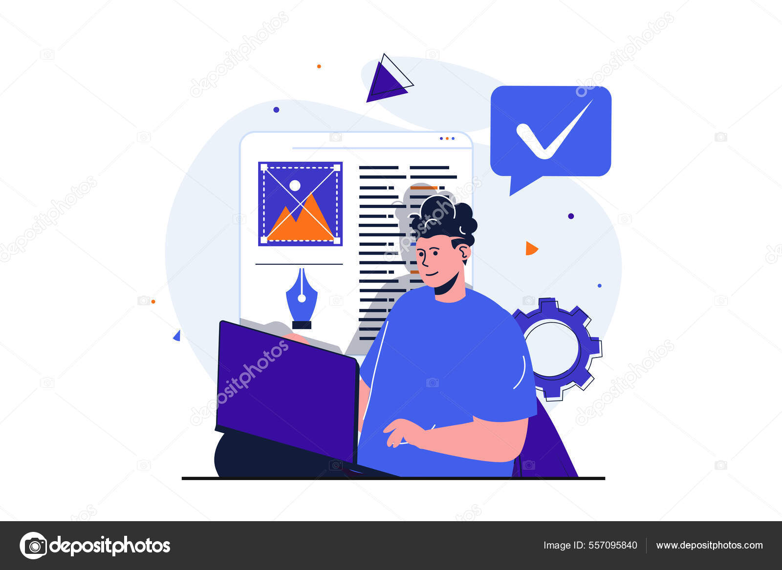 Web designer modern flat concept for web banner design. Man creates and ...