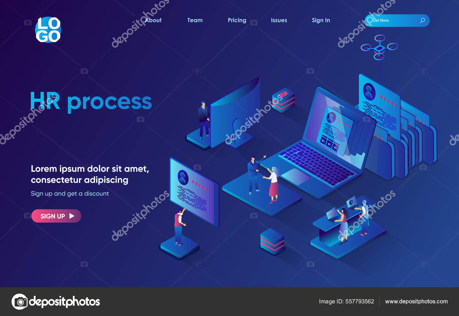 HR process concept 3d isometric web landing page. People search for ...