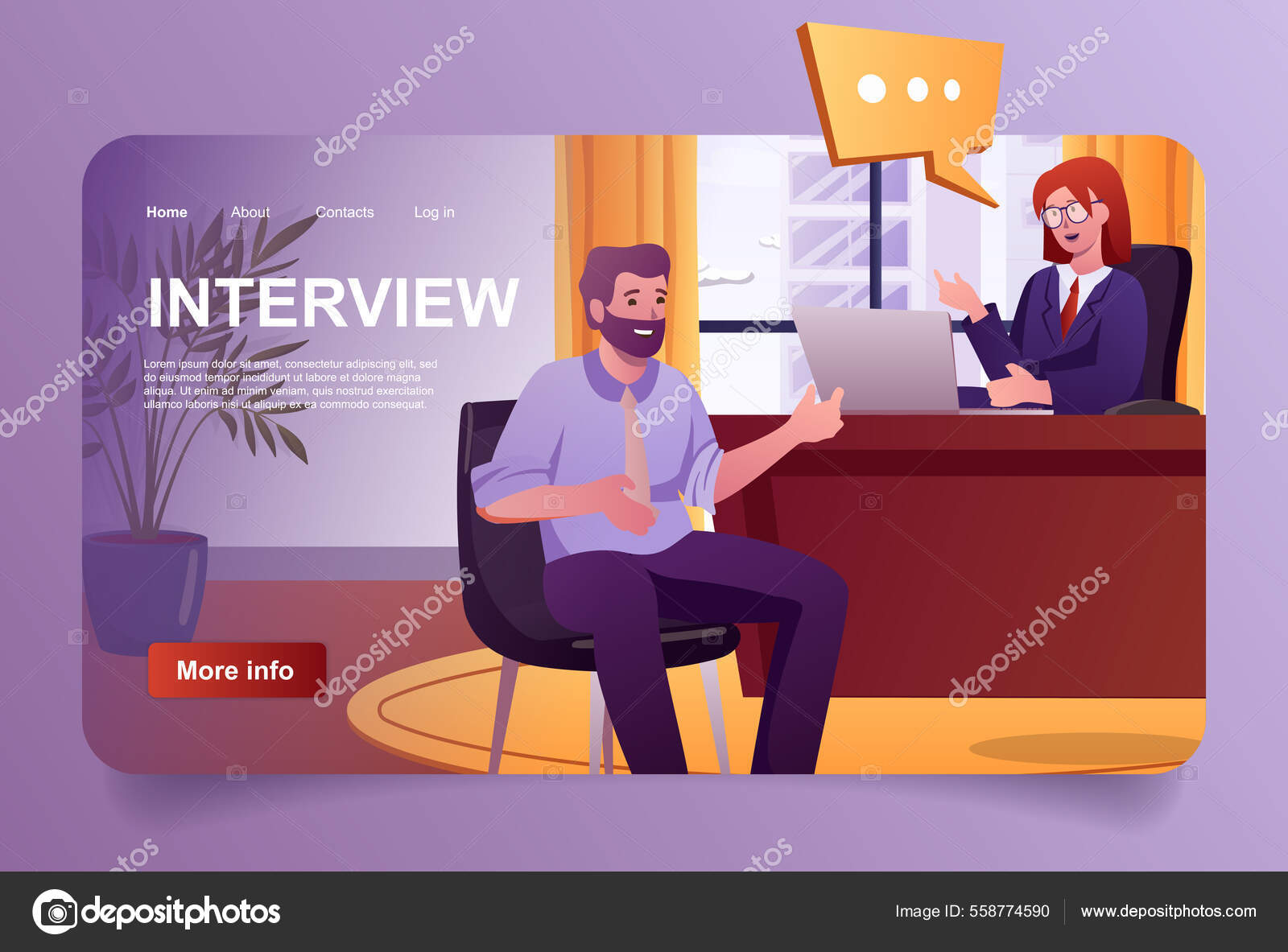 Work interview concept in cartoon design for landing page. Job ...