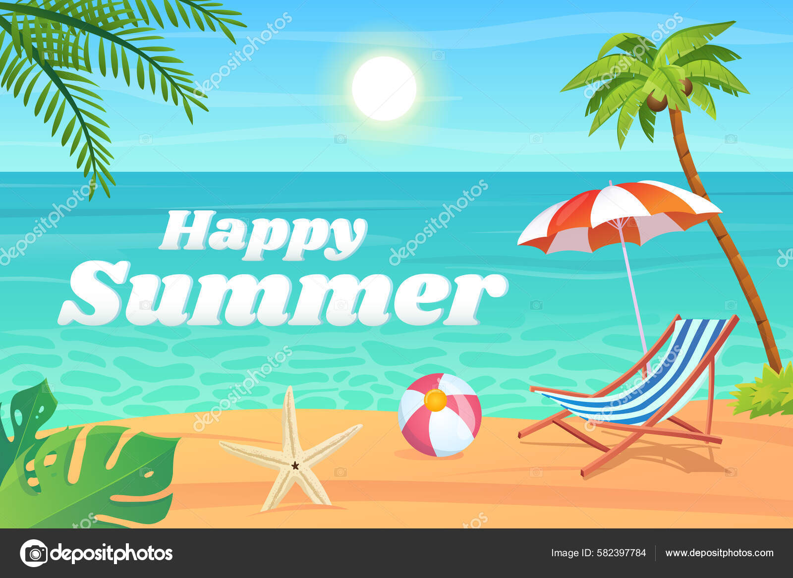 Fondo Verano Feliz Diseño Plano Dibujos Animados Fondos Pantalla Con ...