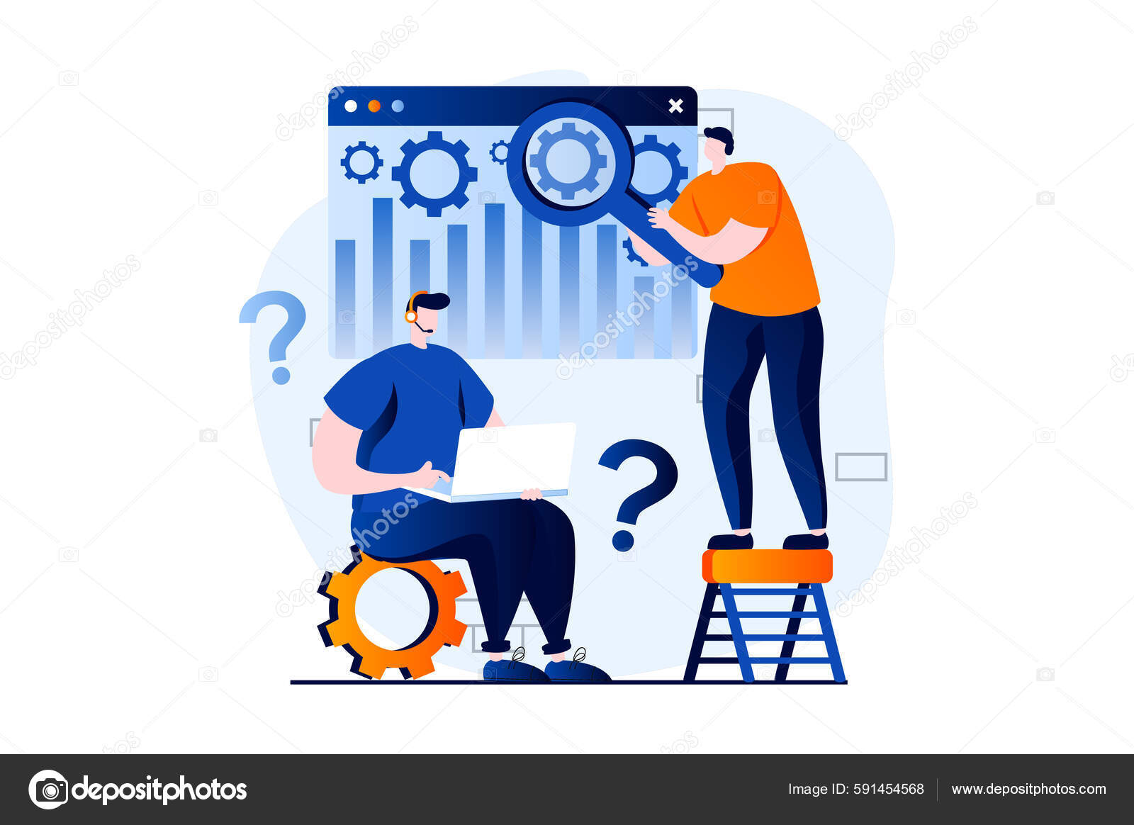 Technical Support Concept People Scene Flat Cartoon Design Tech Team ...