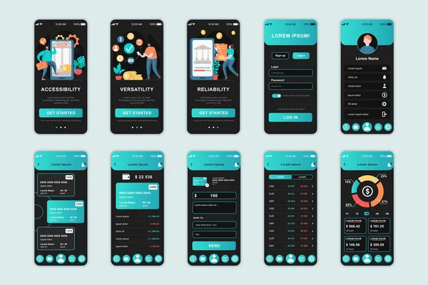 Set of UI, UX, GUI screens Social Network app flat design template for ...