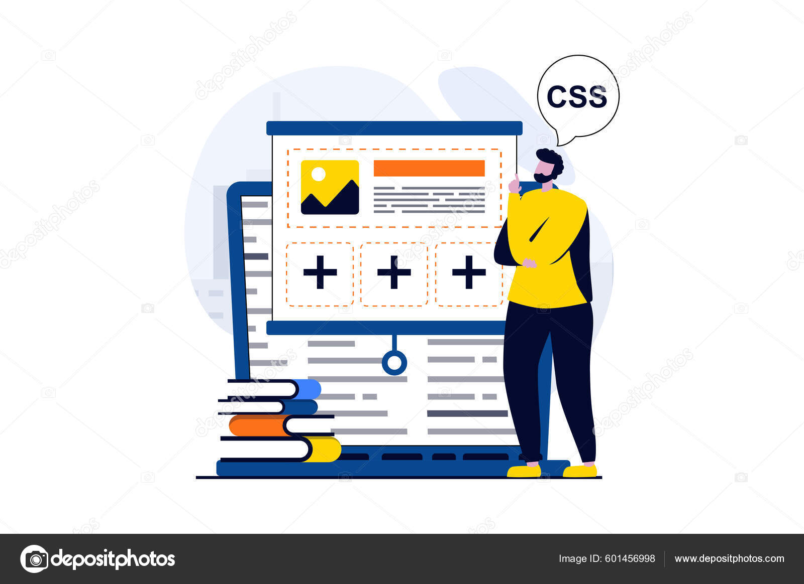Web Development Concept People Scene Flat Cartoon Design Man Designer ...